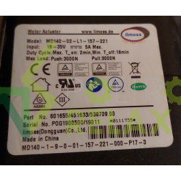 Limoss actuator motor model MD140-02-L1-157-221 - Max. load 3000N